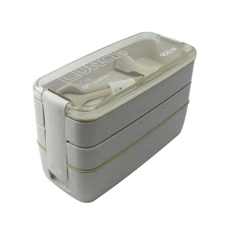 900ml Eco-Friendly 3-Layer Microwavable Lunchbox with Cutlery | Shop ...