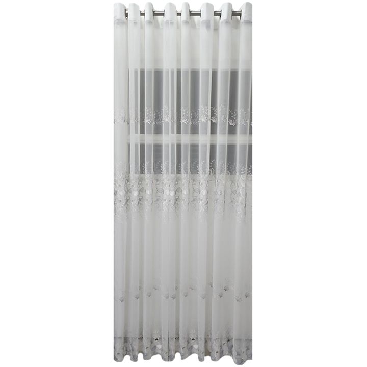 Matoc Designs Readymade Curtain -Lace Embroidered Voile -White Grey ...