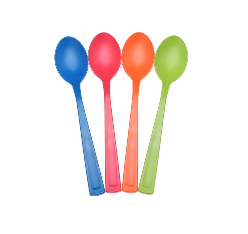 Gizmo Disposable Plastic Table Spoons - 12 Pack - Assorted Colours ...