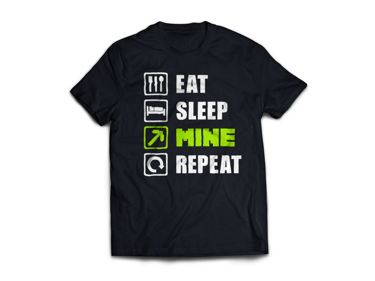 Minecraft Themed T-Shirt - Eat Sleep Mine Repeat - Glow in the Dark ...