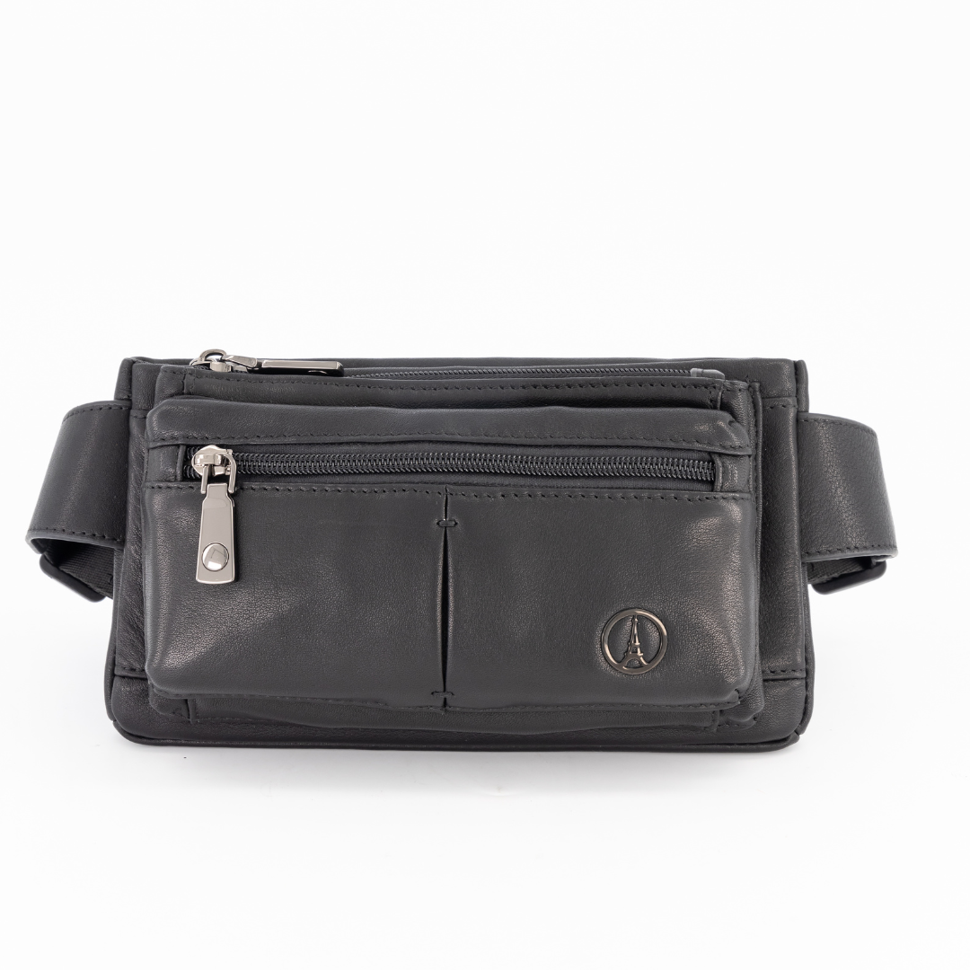 Lefel Genuine Leather Multi Zip Waist Bag - Black | Shop Today. Get it ...