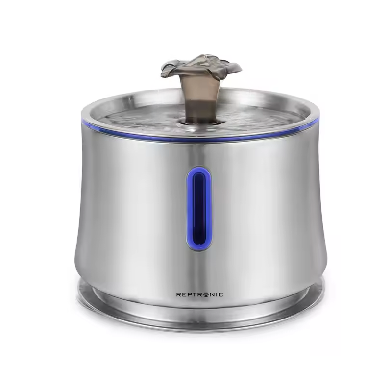 Reptronic Stainless Steel Pet Fountain with Water Level Window- 2.5L ...