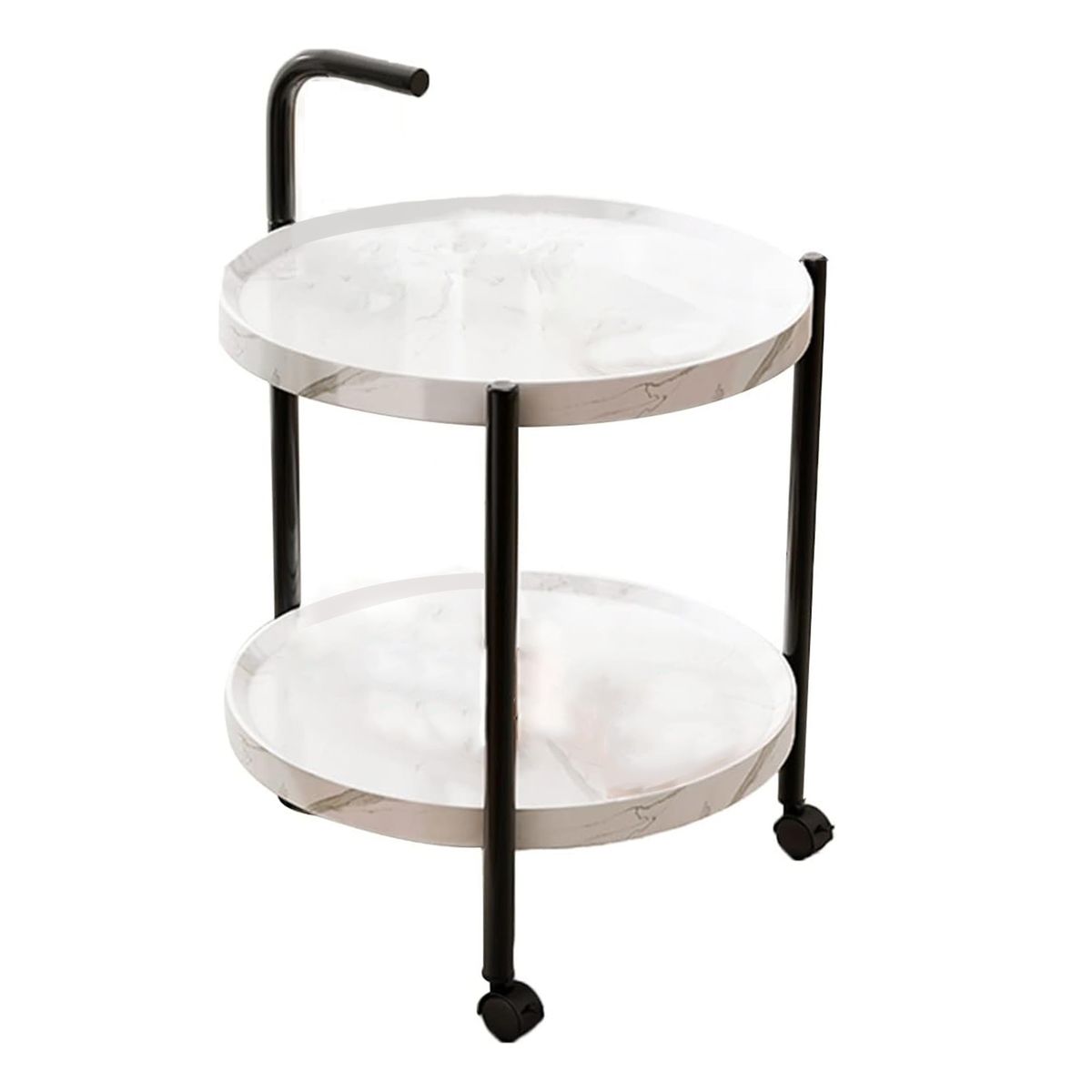 Wood 2 Tier Round Trolley Rolling Side Table with Brakes Sofa Coffee ...