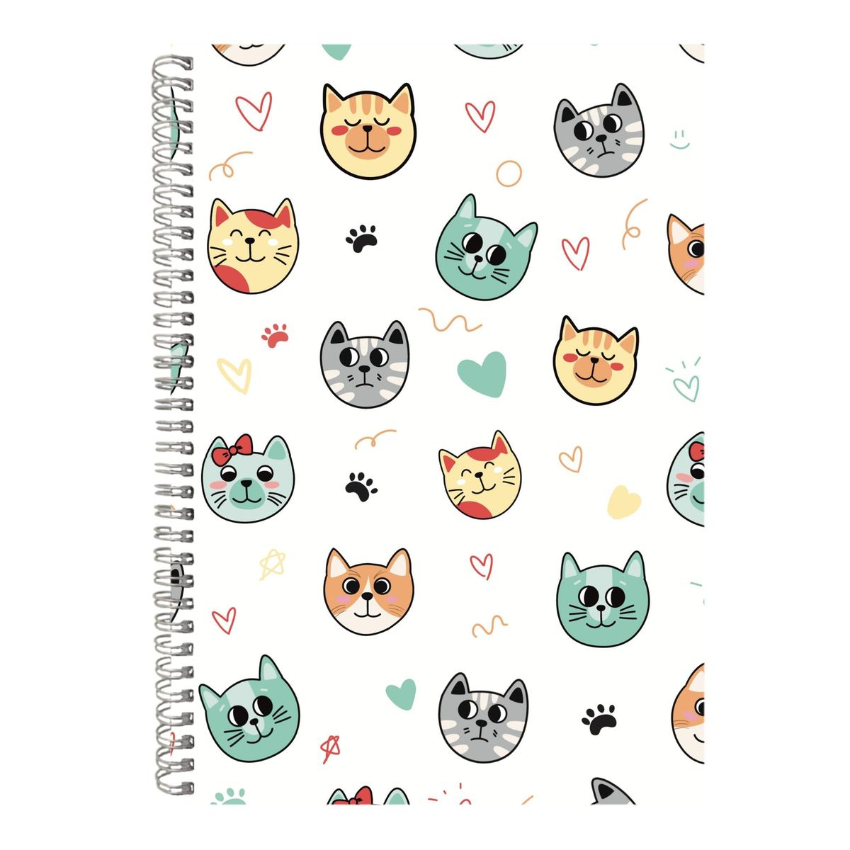 Feline Faces A4 Notebook Spiral Lined Cat Lovers Graphic Notepad ...