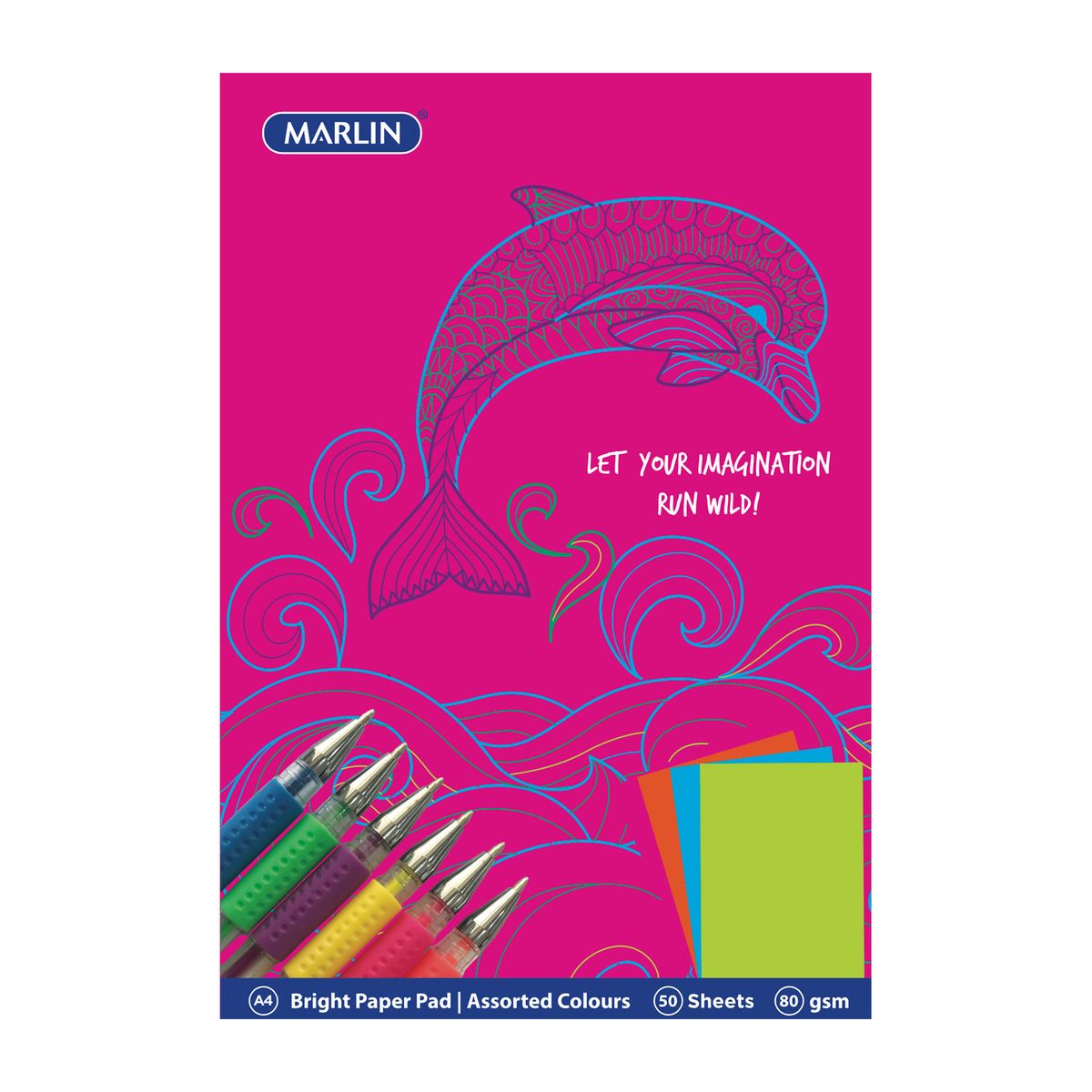 Marlin - 50 A4 Paper Pad Sheets 80gsm - Bright Assorted (Pack Of 5 ...