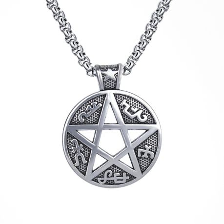 Men Wiccan Pentagram Necklace Pendant 316L Stainless Steel, 50% OFF
