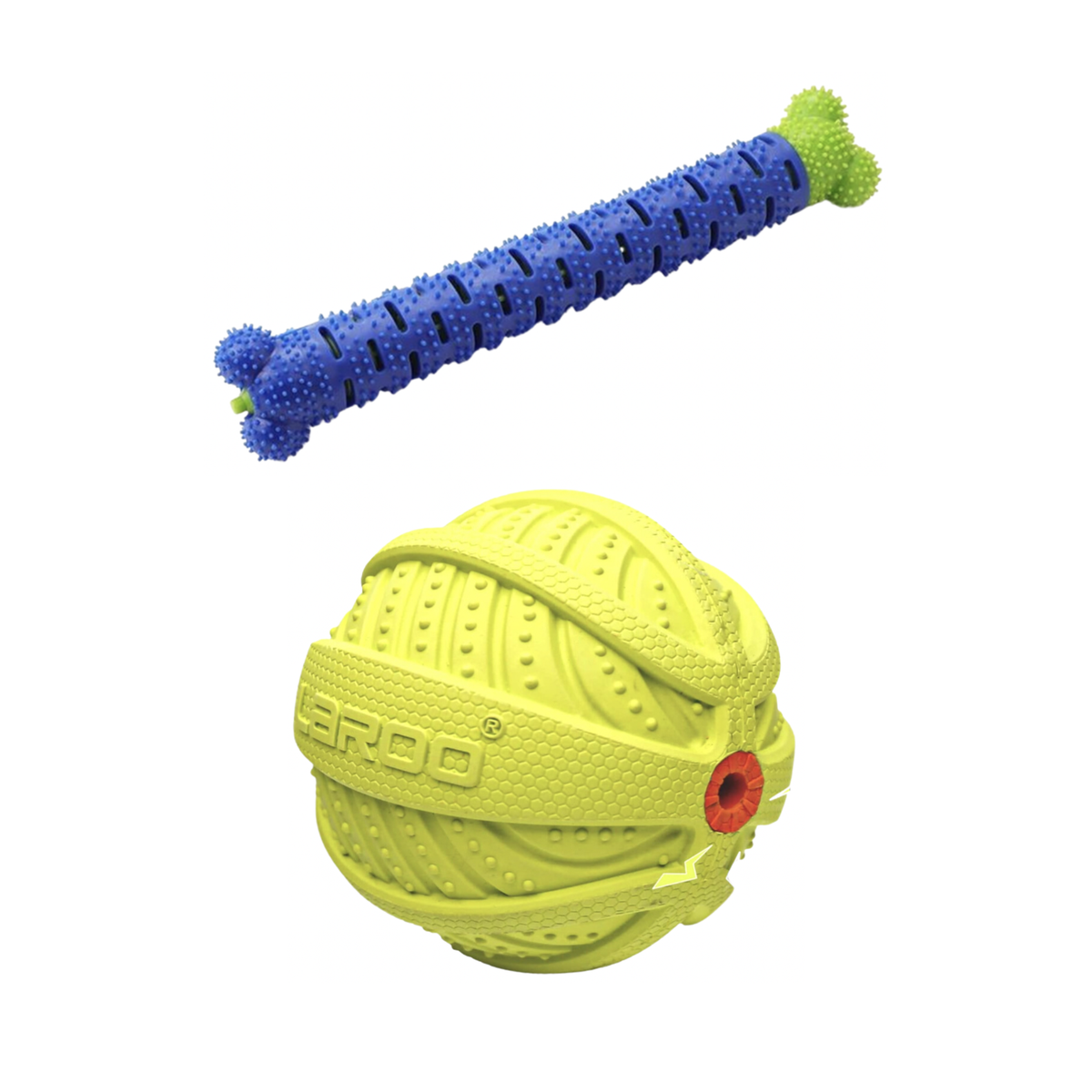 Premium Bite Resistant Squeaky Dog Ball Toy + Self-Brushing Toothbrush ...