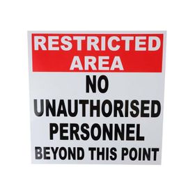 Plastic Restricted Area Safety Sign 290 x 290mm | Shop Today. Get it ...