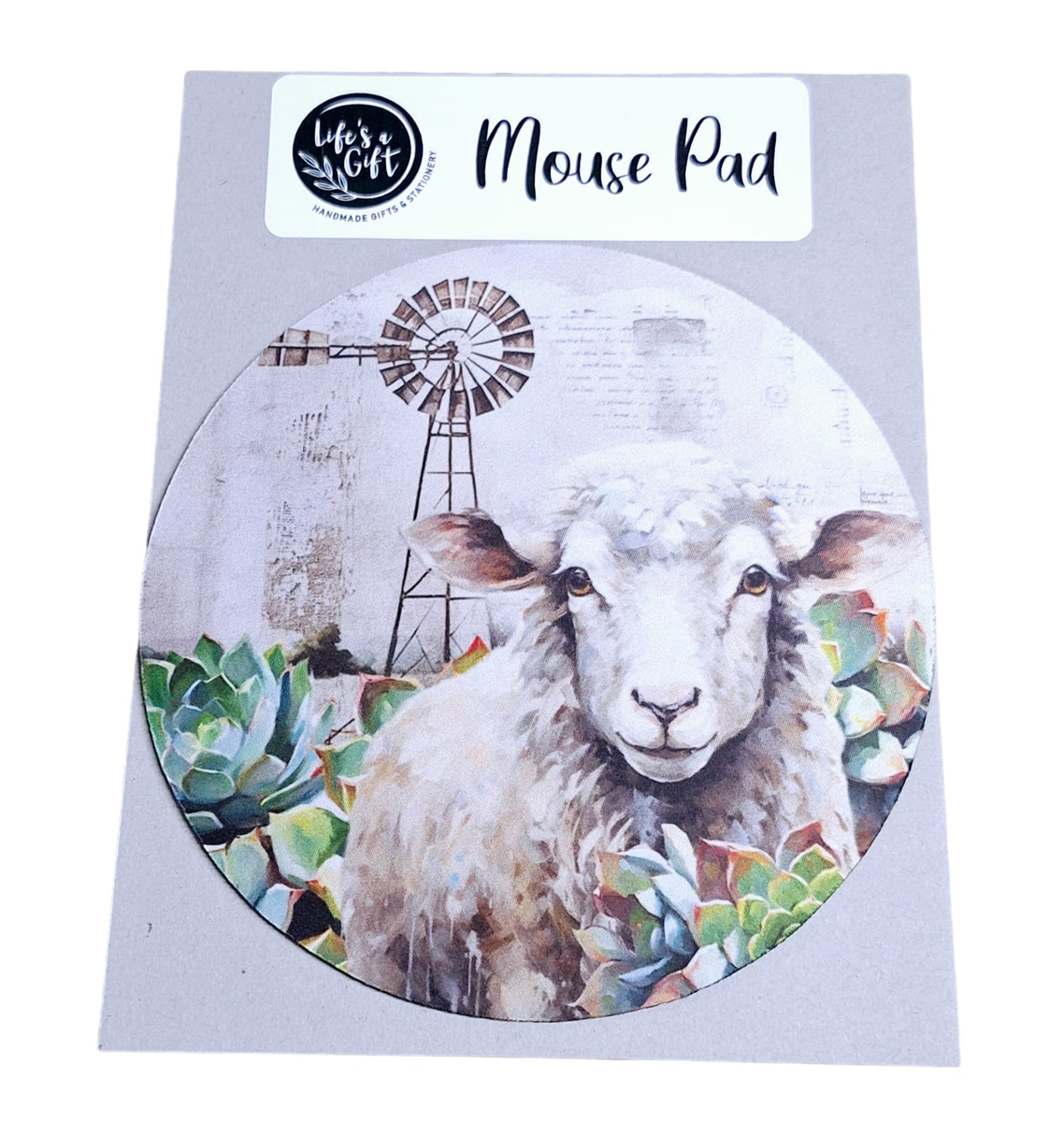 20cm Round Mouse Pad- Sheep with Windmill & Succulents | Shop Today ...