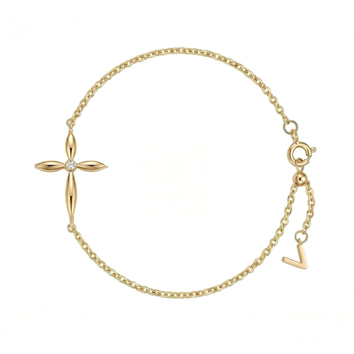 Women's Eterna 925 Sterling Silver Gold Cross Bracelet | Shop Today ...