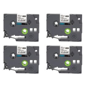 4 Pack TZ-131 Label Tape Cartridge Black On Clear for Brother Label ...