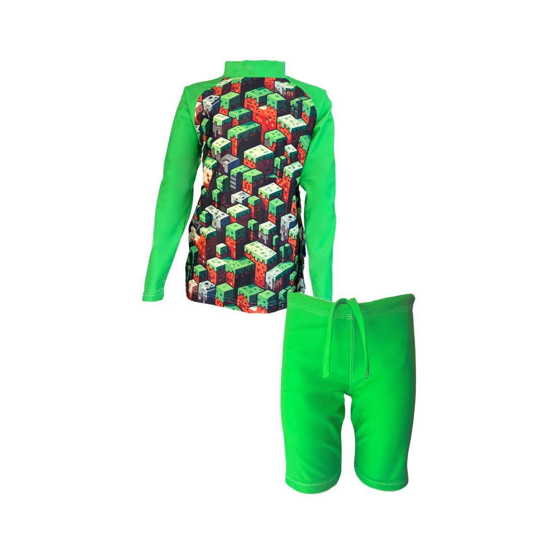 Kids Swim Two Piece Set: Rash Guard Vest and Shorts Minecraft | Shop ...