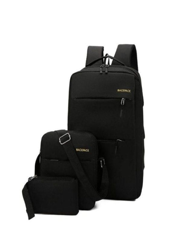 3 Pieces Backpack Back To School Shoulder Bag -Black | Shop Today. Get ...