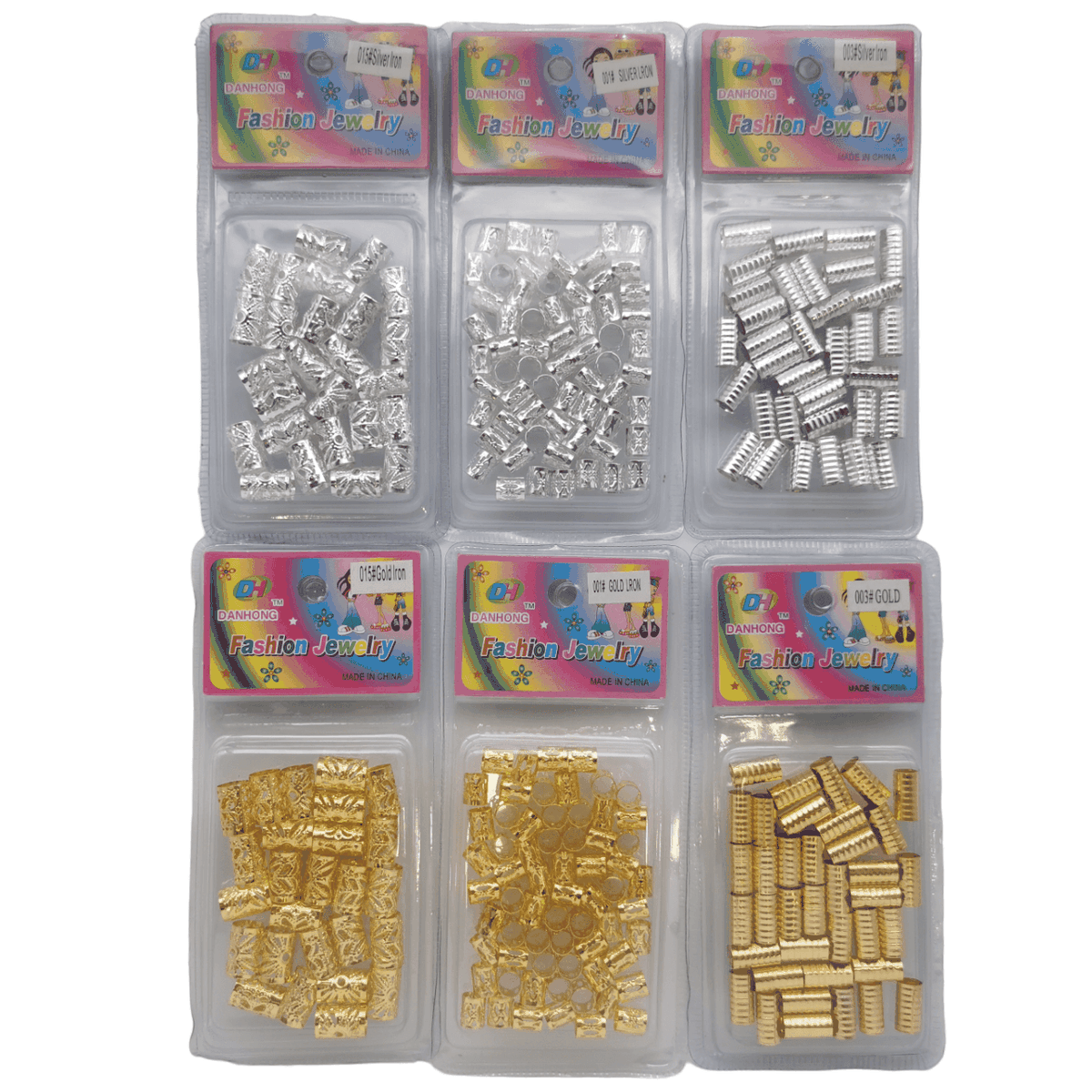 Premium Quality Hair Beads Bundle Pack - Silver Gold Mix (6 Packs ...