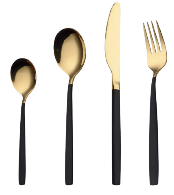 Cutlery Set 24 Piece Gold & Black Square Handle | Shop Today. Get it ...