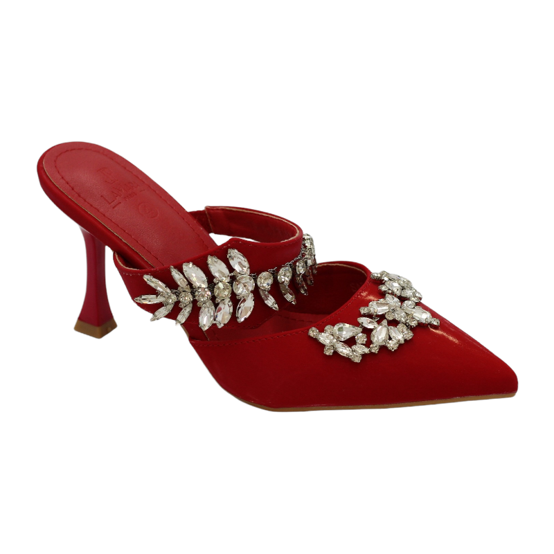 Sabrina Mid 8,5cm Heel Embellished Slide - Red | Shop Today. Get it ...