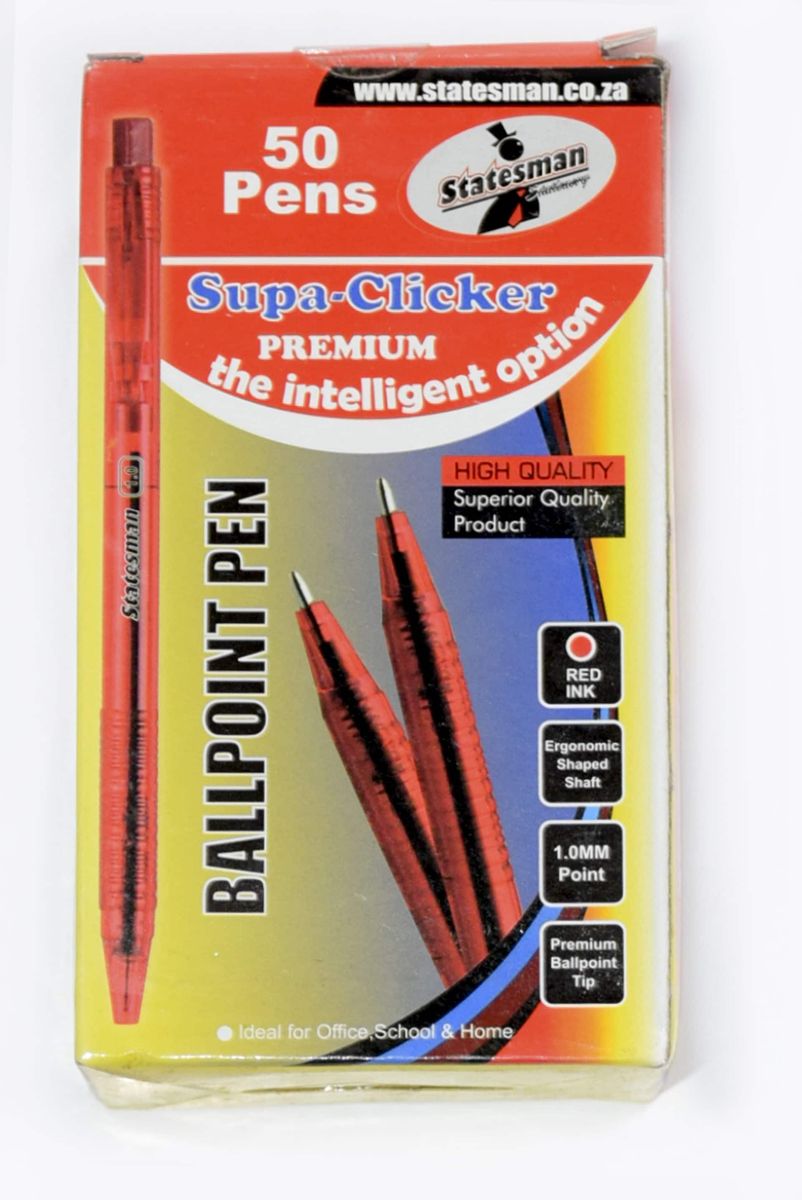 statesman, Pens Supa Click Red 50s | Shop Today. Get it Tomorrow ...