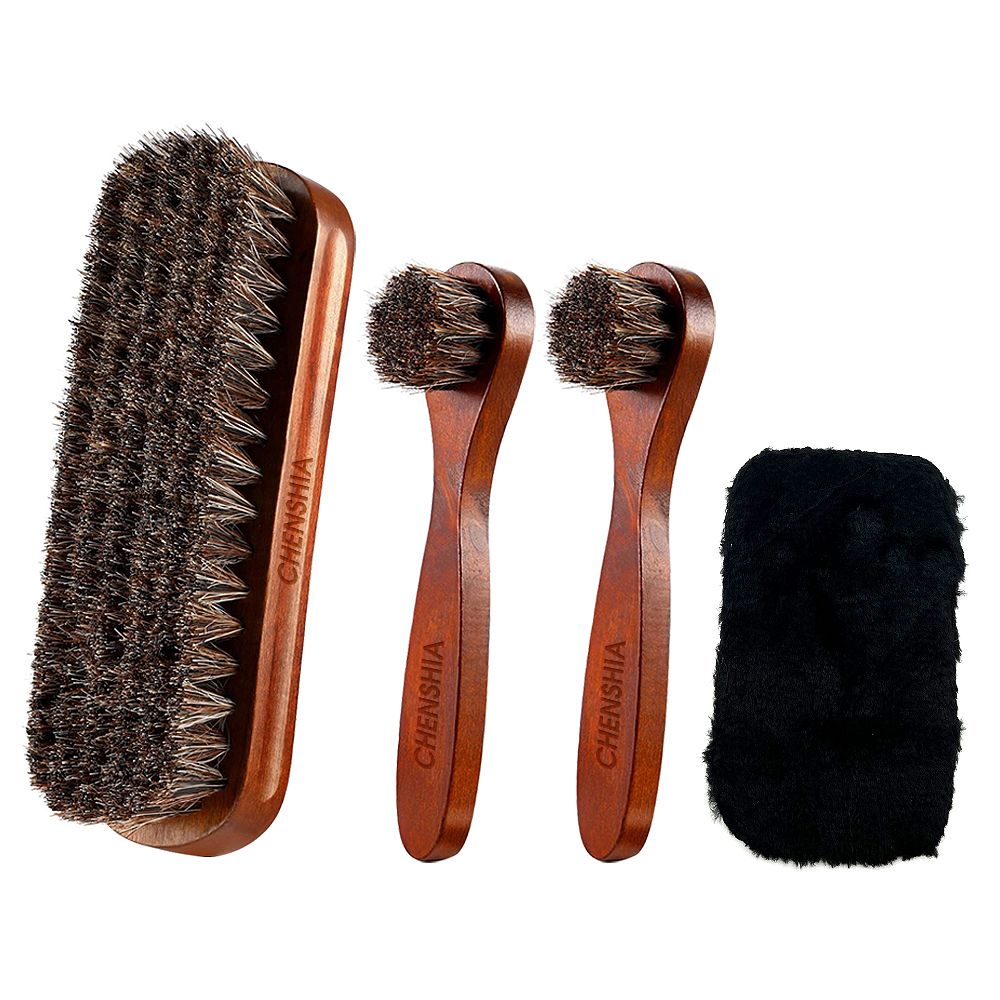 Chenshia Shoe Brush Set | Horsehair Kit & Crepe Suede Brushes - 4 Piece ...