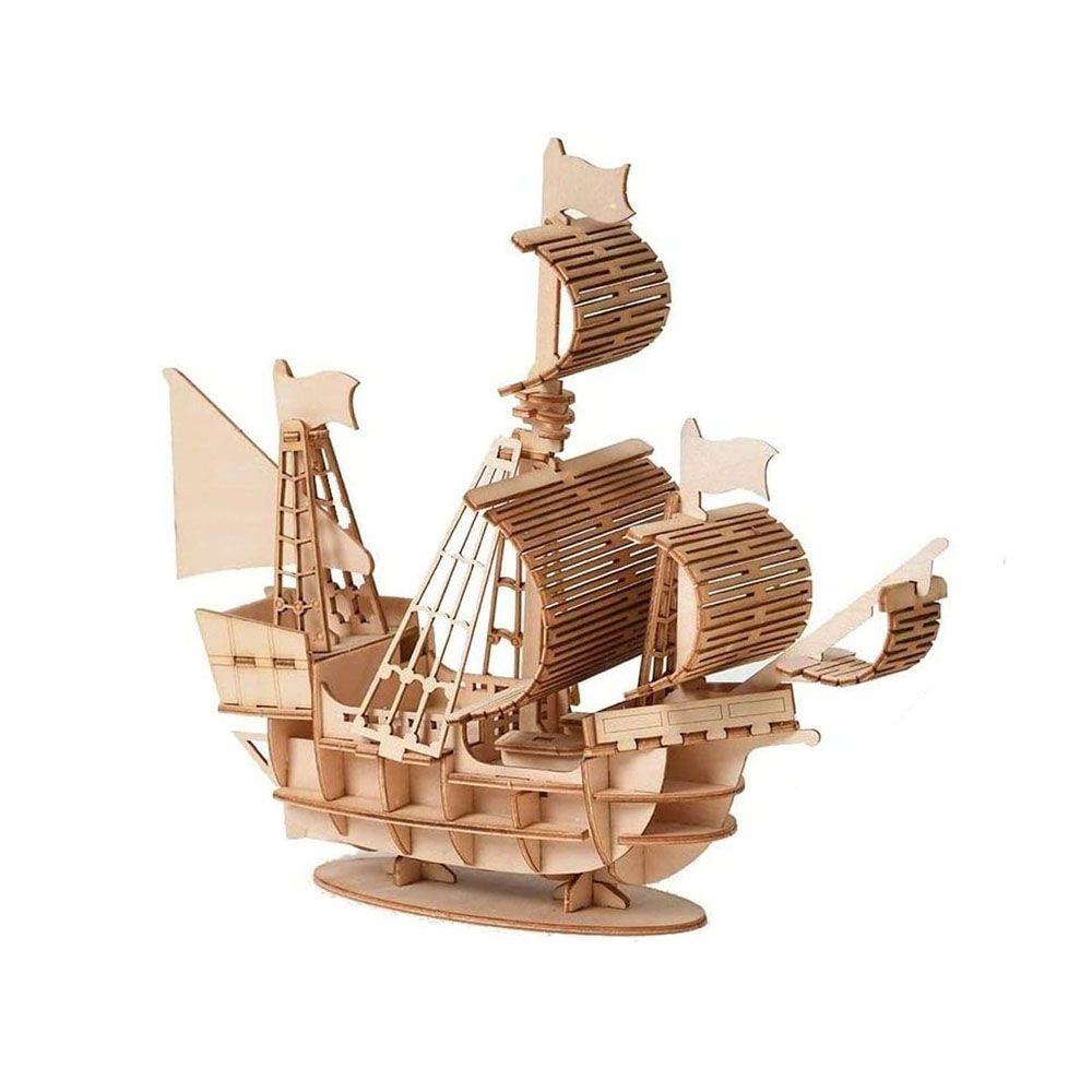 3D Wooden Puzzles Pirate Ship Model Kit DIY Educational Desk Toys ...
