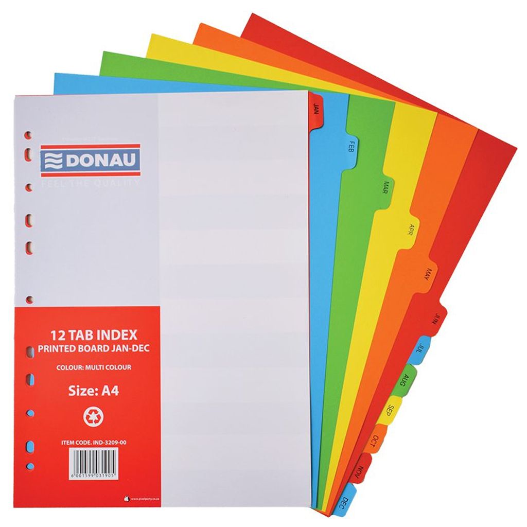 Donau File Divider, 12 Tab printed board (Jan - Dec) Pack of 2 | Shop ...