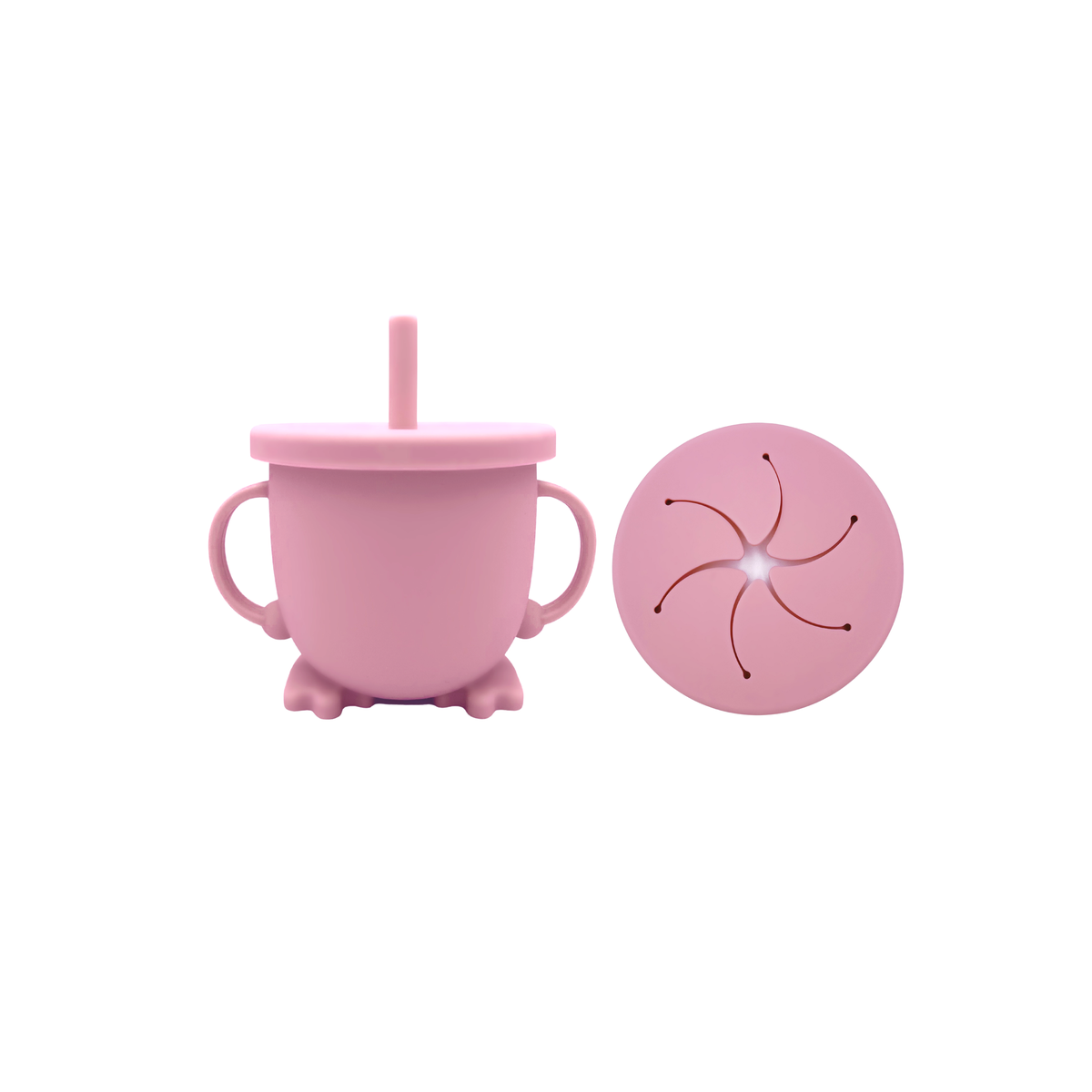Baby 3 in 1 Silicone Snack Cup, Sippy Cup and Training Cup - Pink ... Baby 3 in 1 Silicone Snack Cup, Sippy Cup and Training Cup - Pink ...