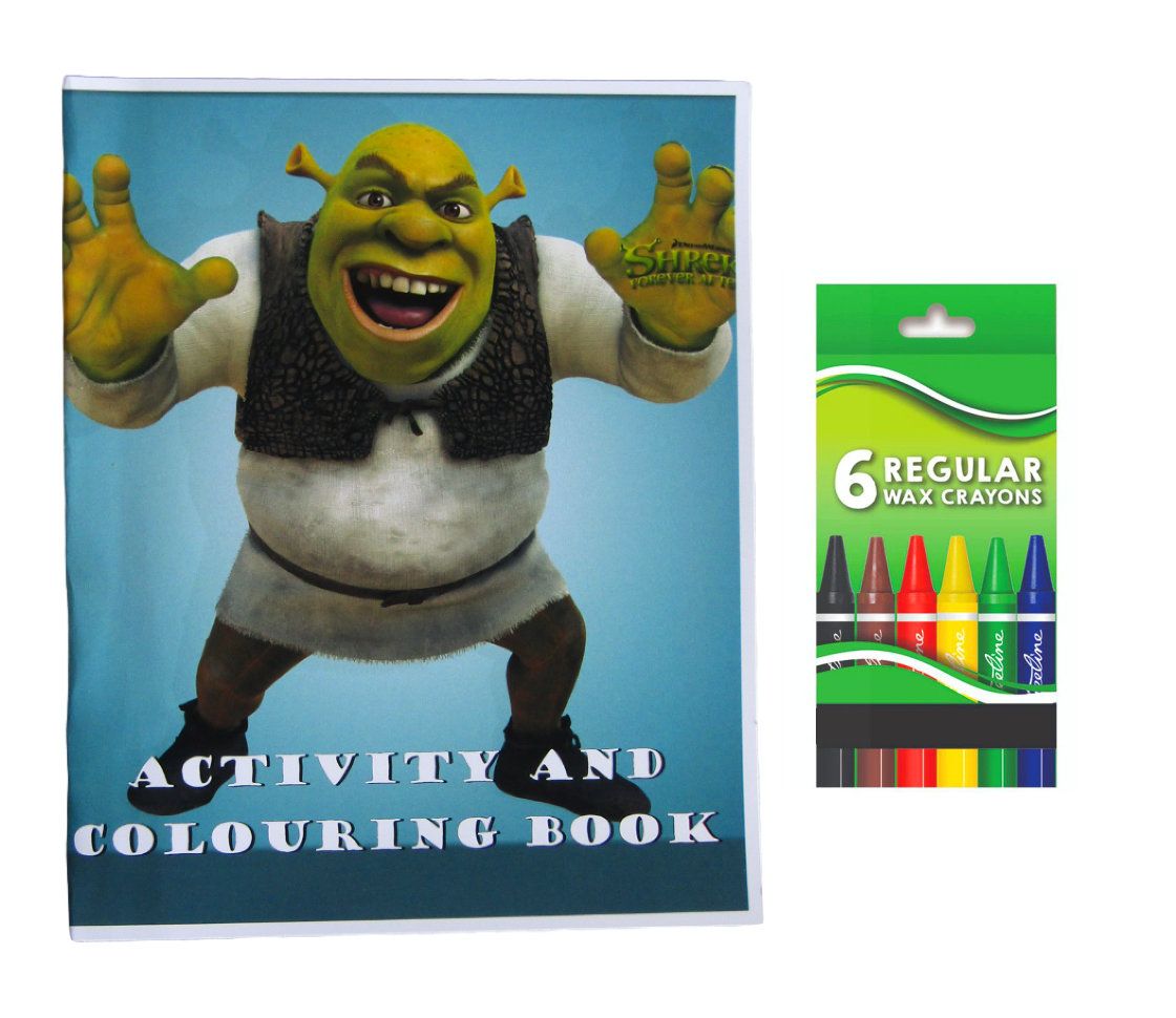 Shrek Activity and Colouring Book A5 plus 6 Wax Crayons - Set of 5 ...