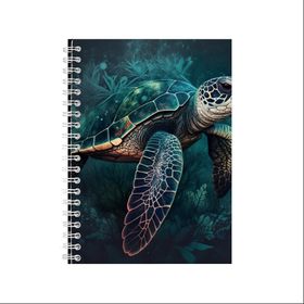 Botanical Background Sea Turtle A5 Notebook Gift Idea Spiral Notepad ...