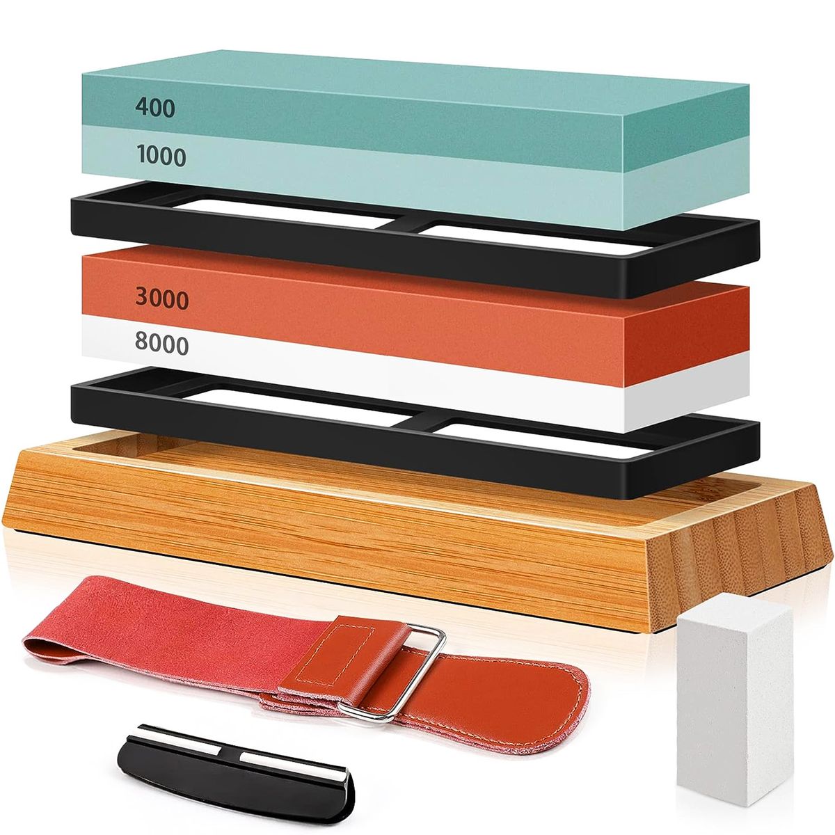 7 Piece Knife Sharpening Stones Dual Sided Whetstone Knife Sharpener ...