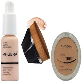 Phoera Foundation Buff Beige, Pressed Powder & Bukhari Brush | Shop ...
