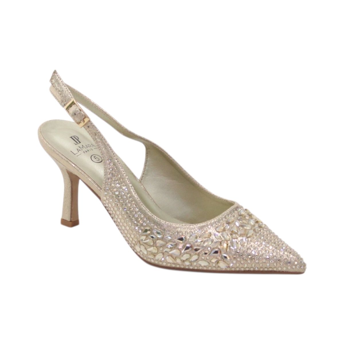 Lamara Paris Wow Closed-Toe 7cm Heel Crystal Embellished Sling Back ...