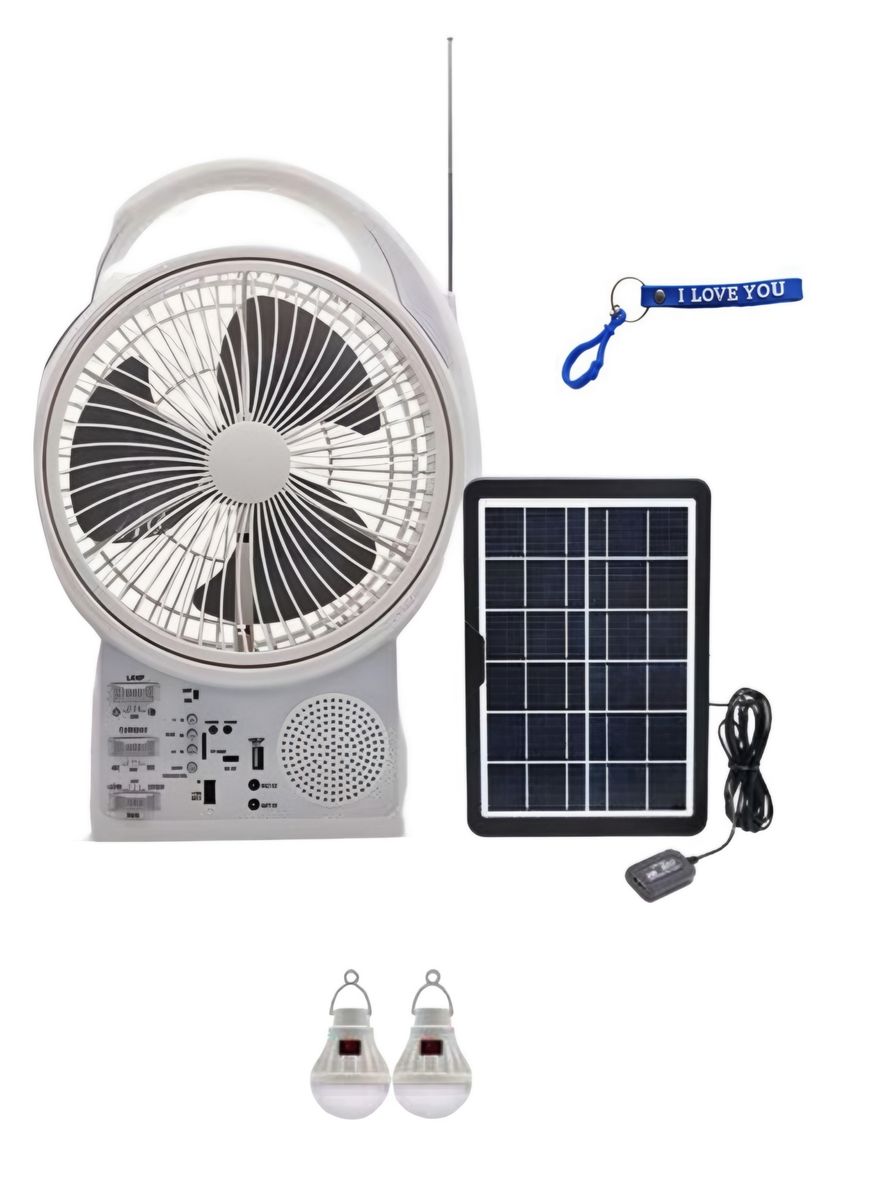 Solar Box Fan - Fan, MP3 Player, Radio, Phone Charger, Lights ...