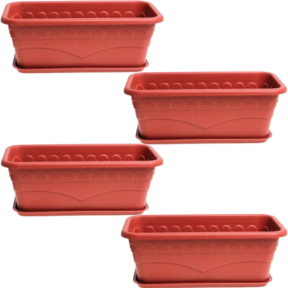 Garden Rectangle Pot Plant With Tray Large Set of 4 (30cm) | Shop Today ...