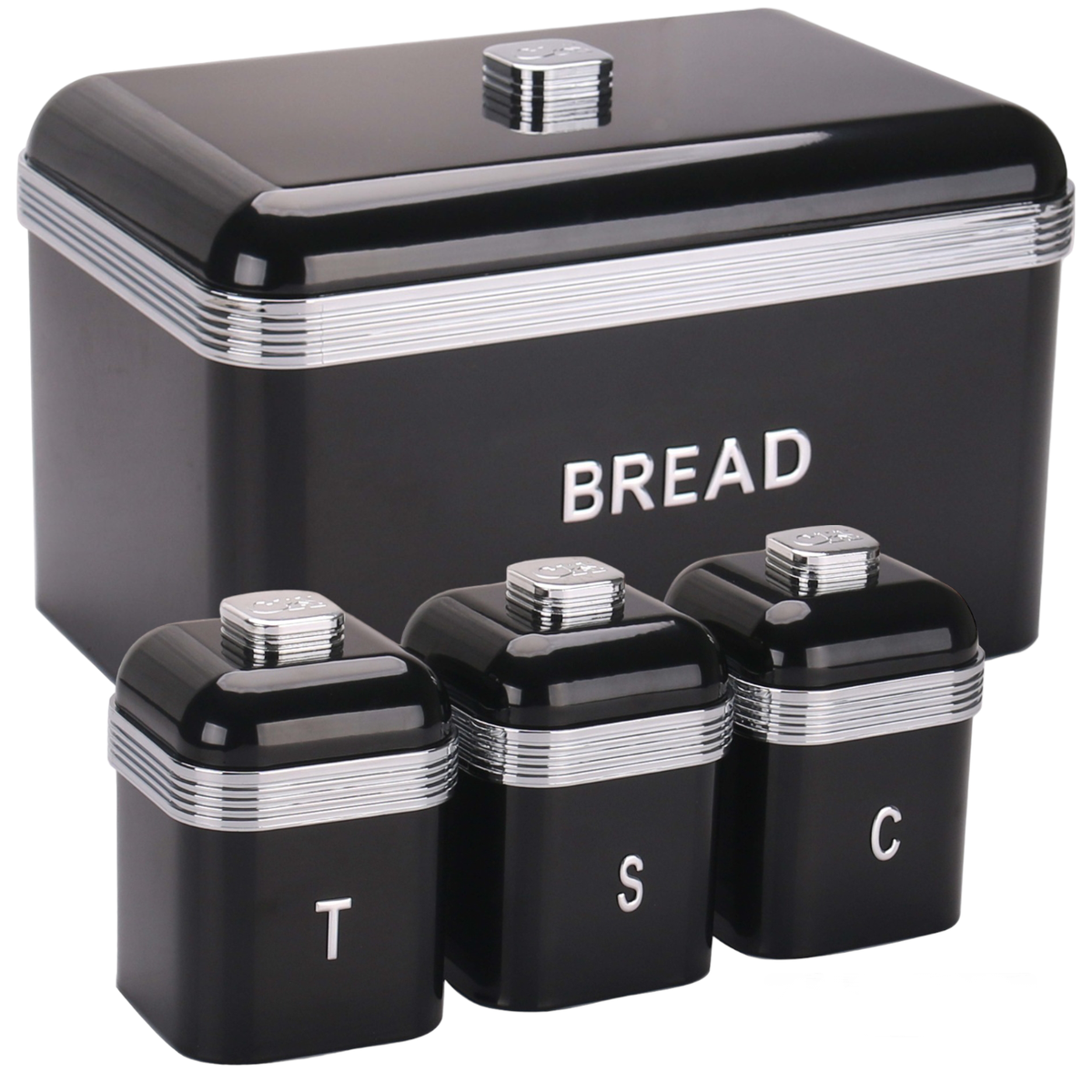 Distoplan Retro Deluxe Bread Bin And 3 Piece Canister Set Bread Box