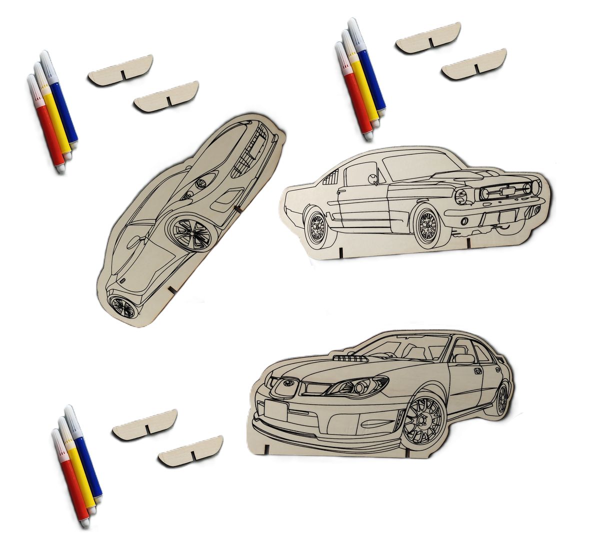 Coloring Wooden Car Board with Display Stand and Color Pens | Shop ...