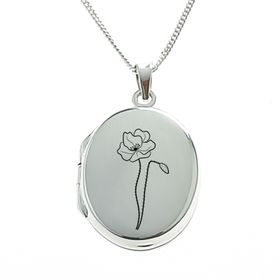 Poppy August Birthflower Sterling Silver Locket with Chain | Shop Today ...