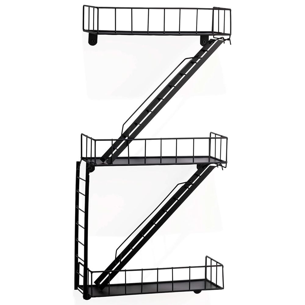 Decor Wall Mounted Fire Escape Black Metal Wall Shelf (90cm) | Shop ...