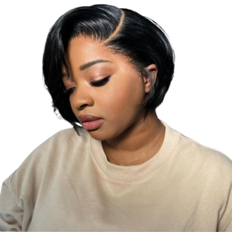 VSP Short Bob Pixie Cut Wig-13x4 Lace Frontal Straight Human Hair Wigs ...