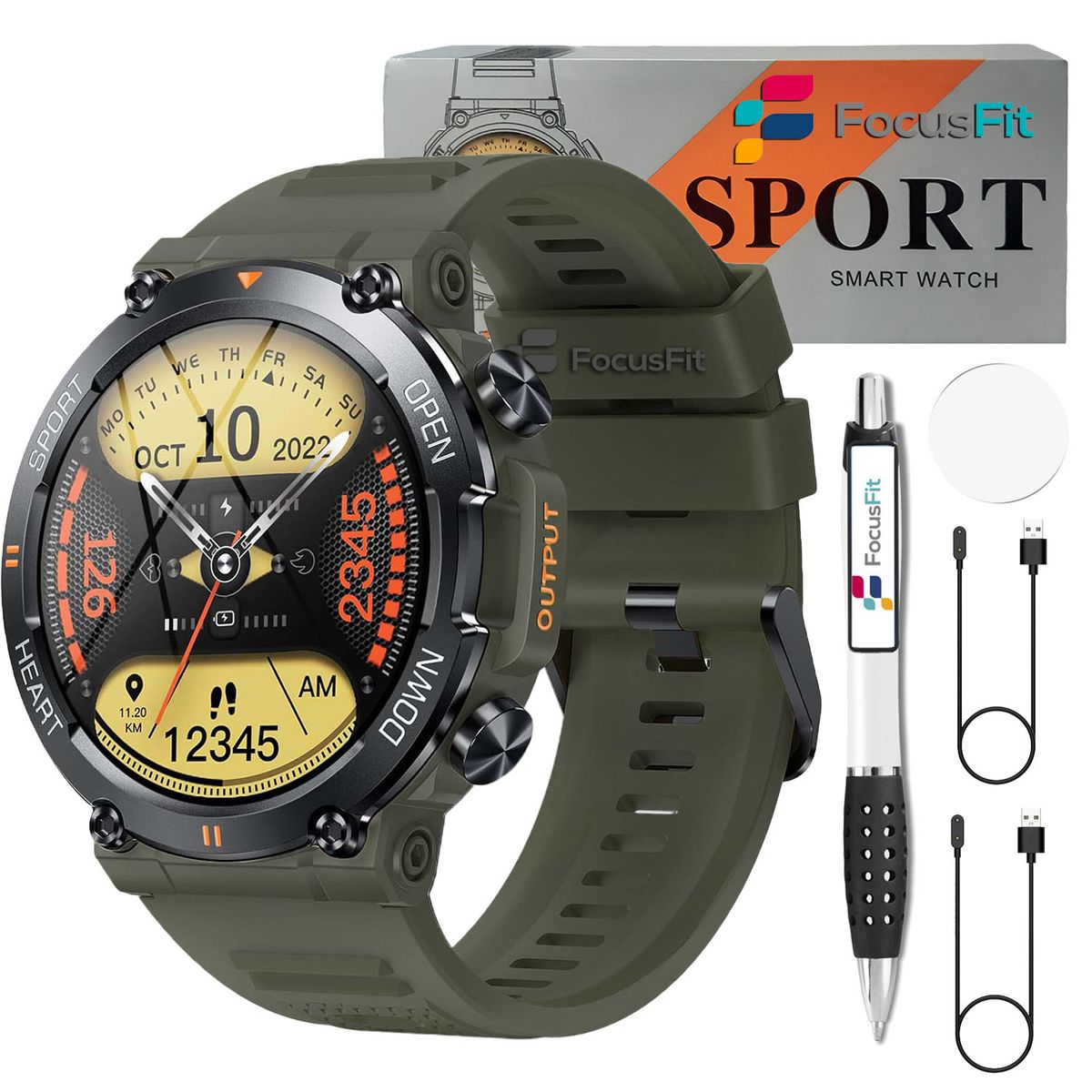 FocusFit K56 Smartwatch with 2 Chargers, Screen Protector & FocusFit ...