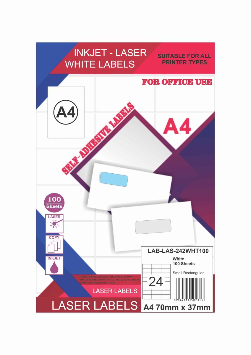 24-UP A4 Printable White Labels 70mm x 37mm 100-Sheets per Pack | Shop Today. Get it Tomorrow ...