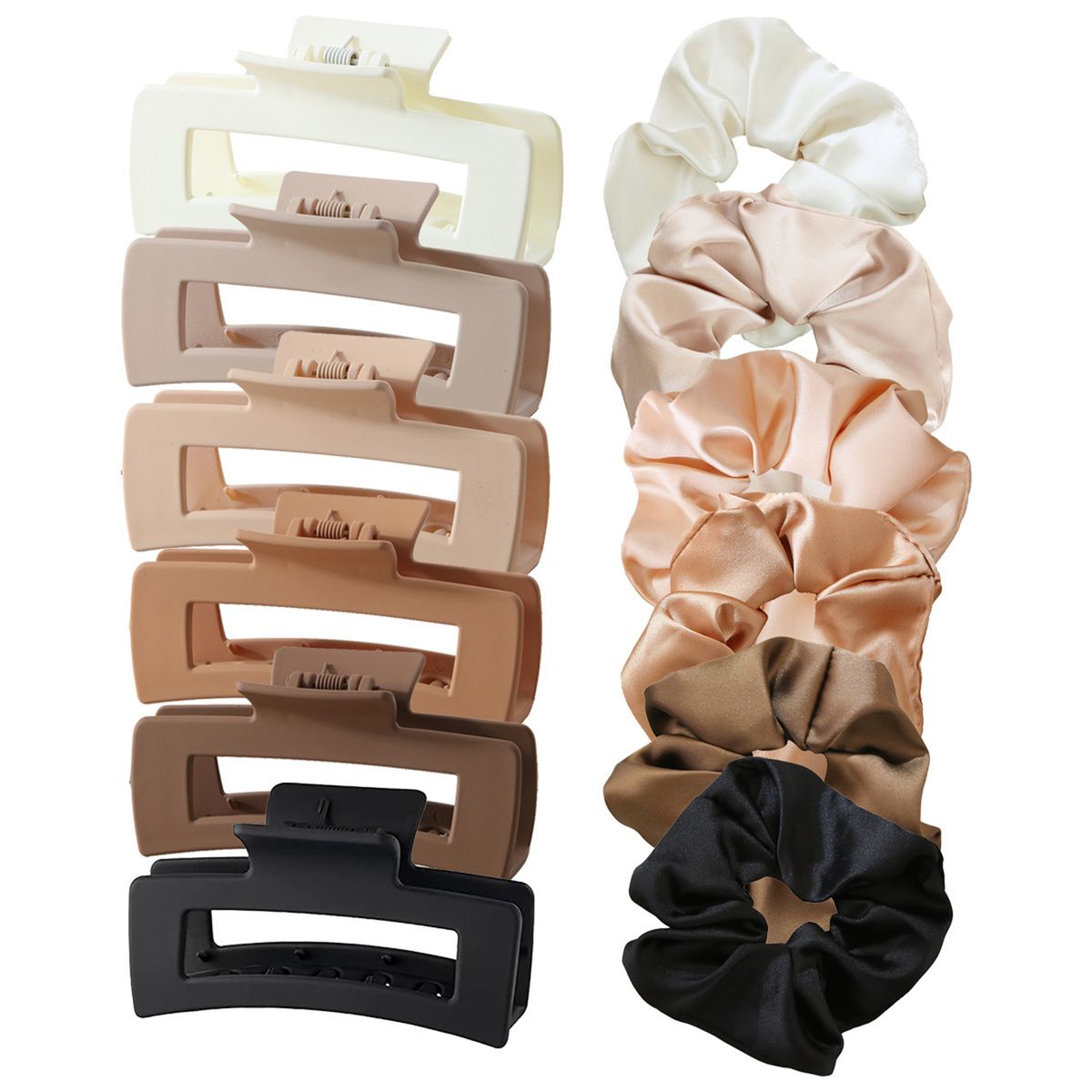 12-piece Hair Clip and Silk Hair Ties, Non-slip Large Square Matte Hair ...