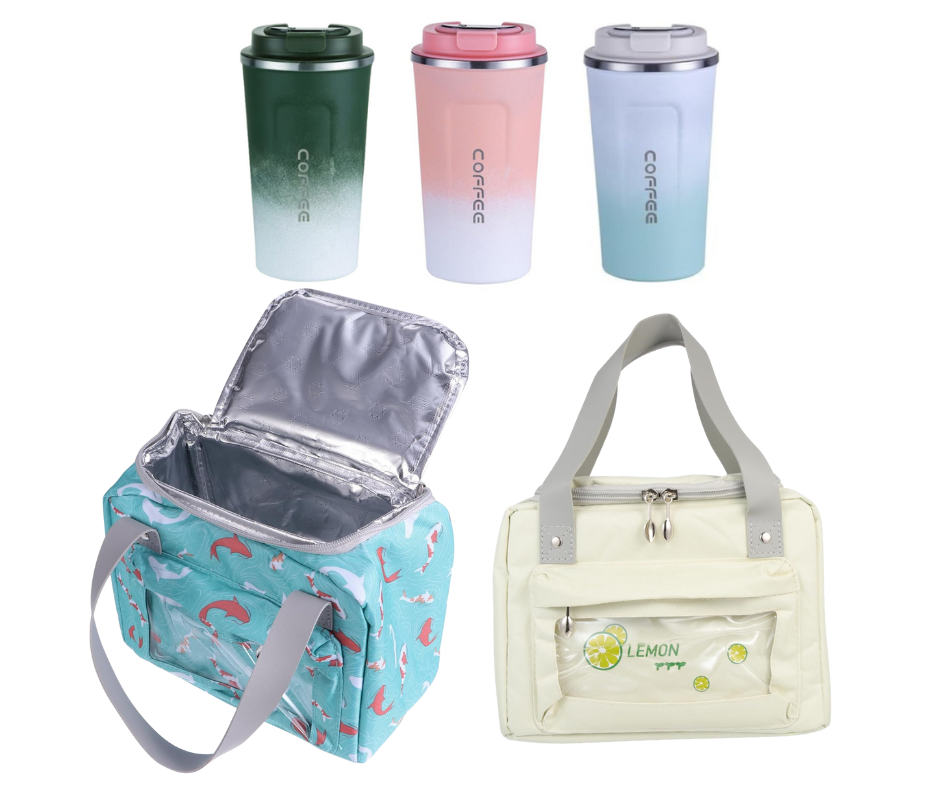 5Pack Tote Cooler and Coffee 380ml Mug Flask Combo Lunch Camp Picnic ...