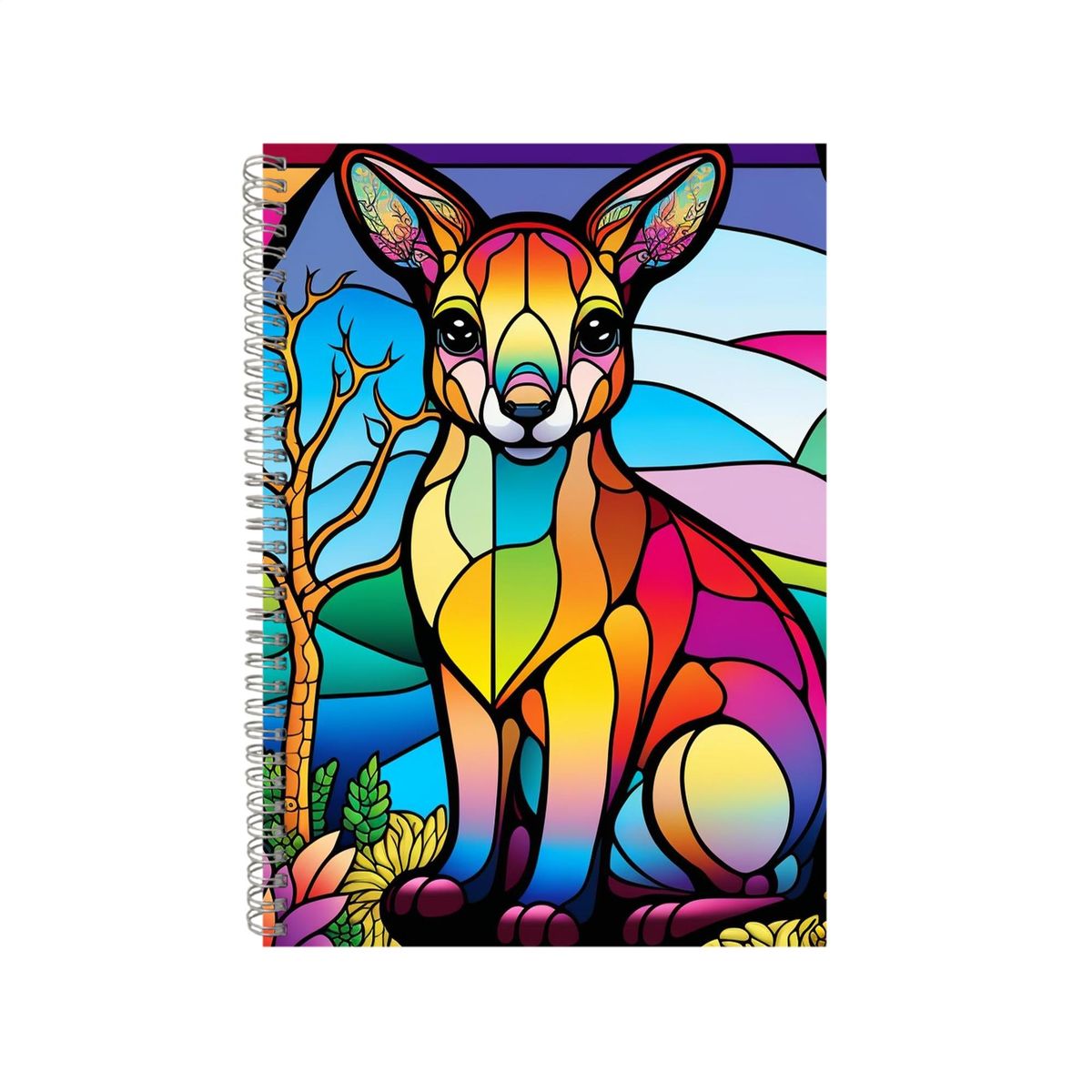 Chibi Kangaroo Stained Glass Notebook Animal Gift Idea A4 Notepad Pad ...