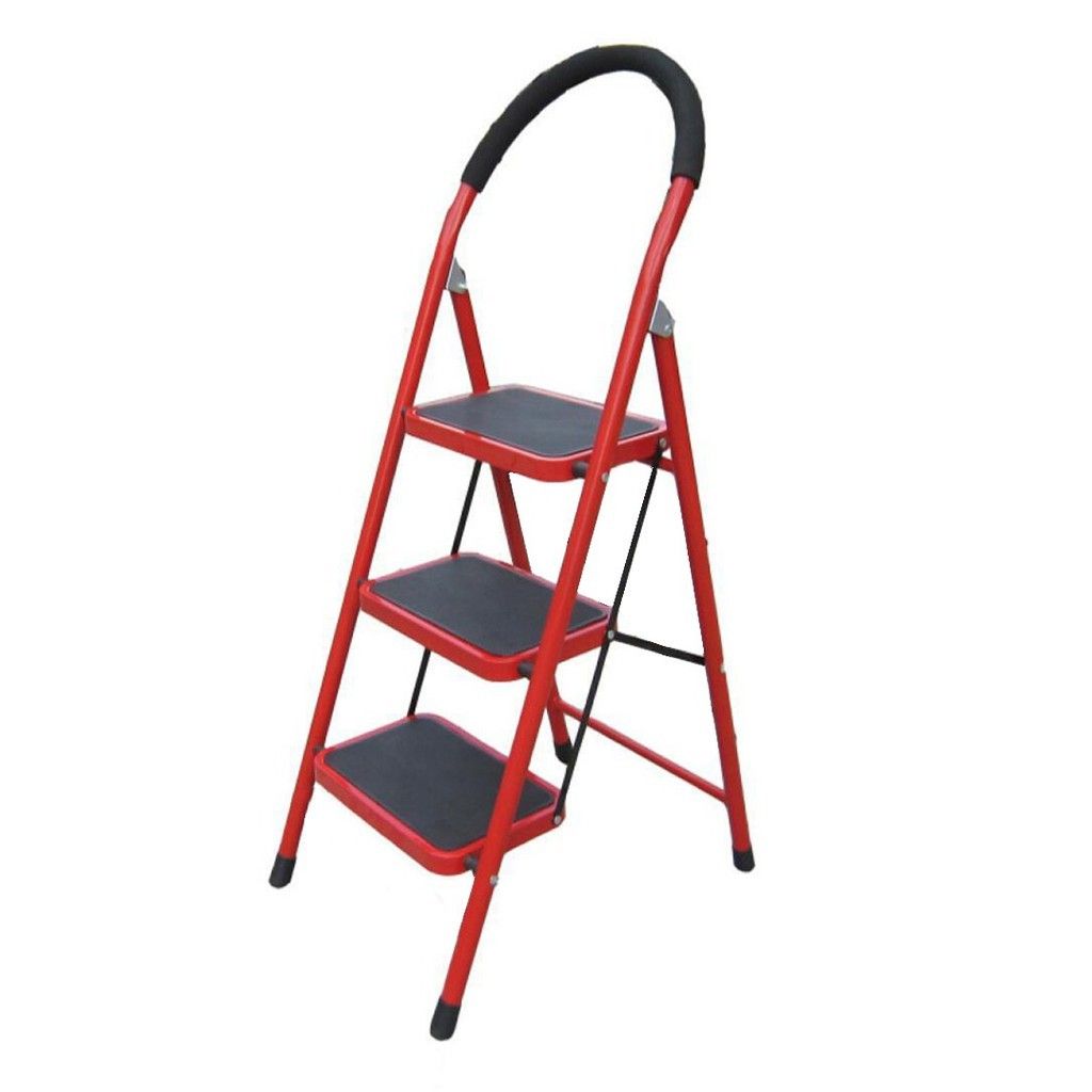 Folding 3-Step Steel Step Ladder with Hand Grip | Shop Today. Get it ...