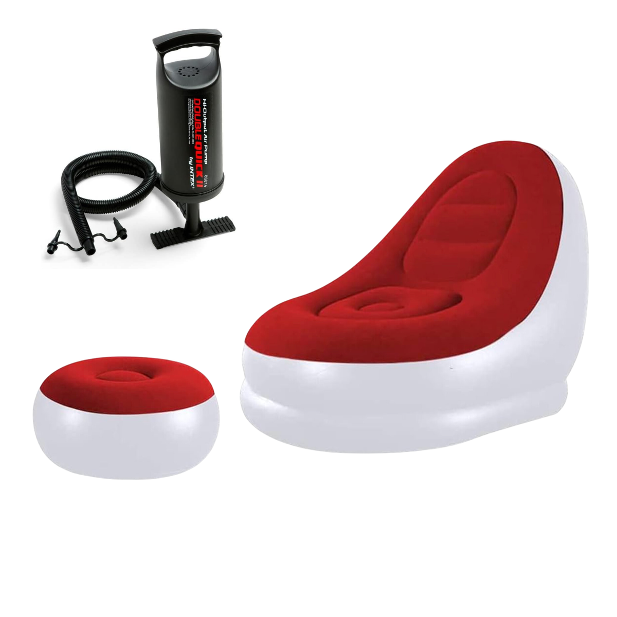 Inflatable Single Size Puff Sofa Chair With Foot rest and Air Pump ...
