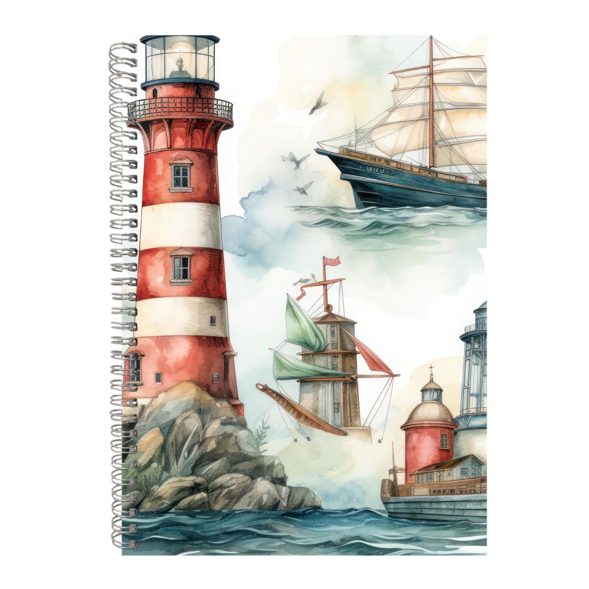 Nautical17 A4 Notebook Spiral Lined Trendy Nautical Graphic Notepad ...