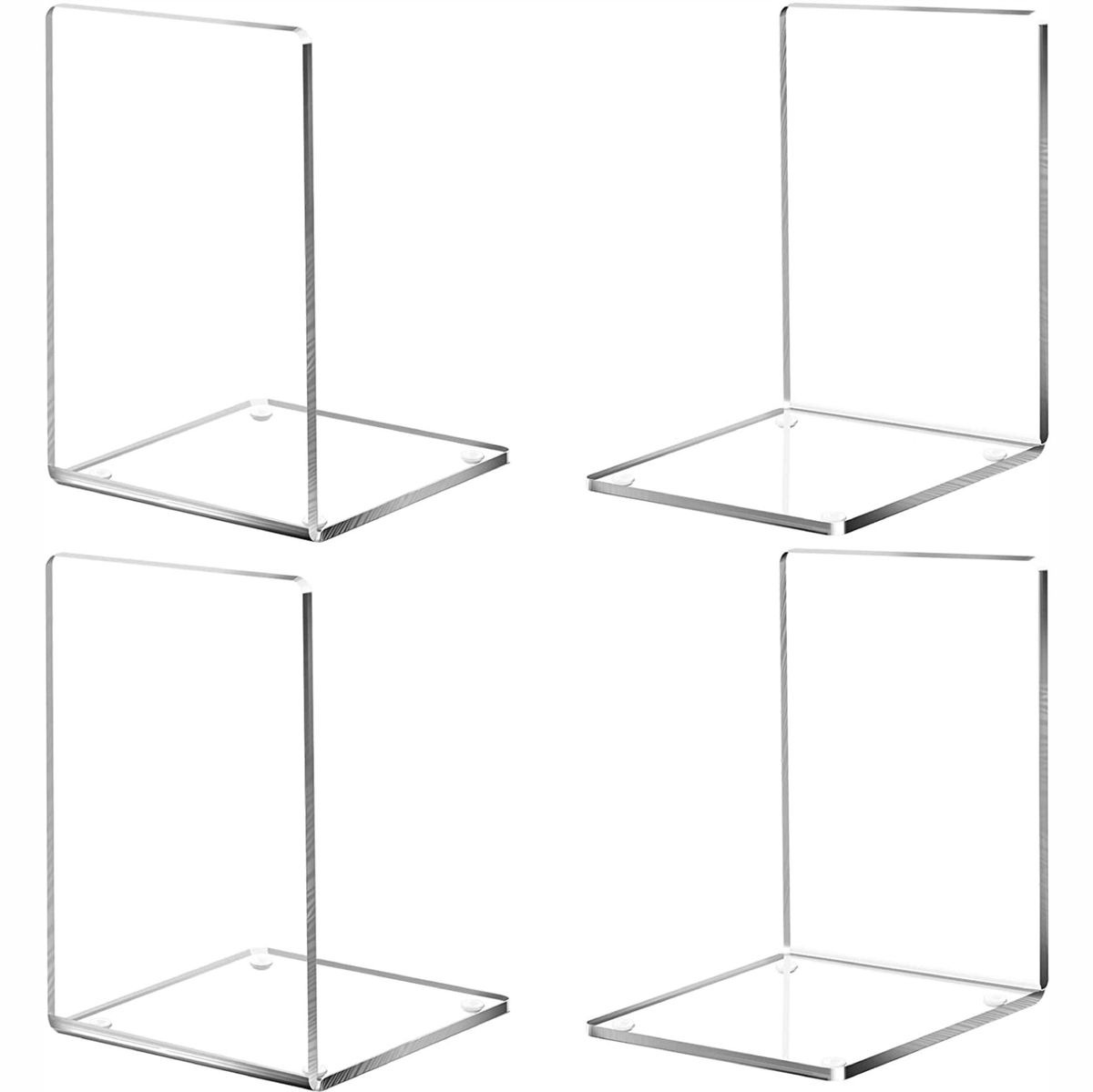 4 Piece Book Ends, Acrylic Bookends, Non-Skid Book End, Clear Bookends ...