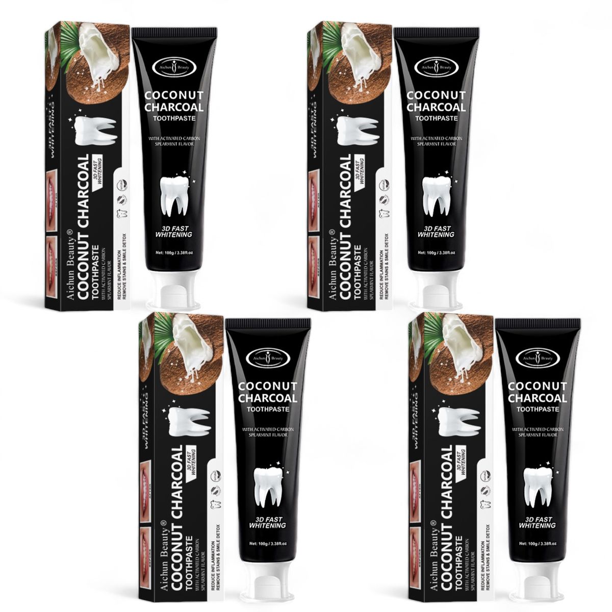 Set of 4 Coconut Charcoal 3D Whitening Toothpaste 100g | Shop Today ...