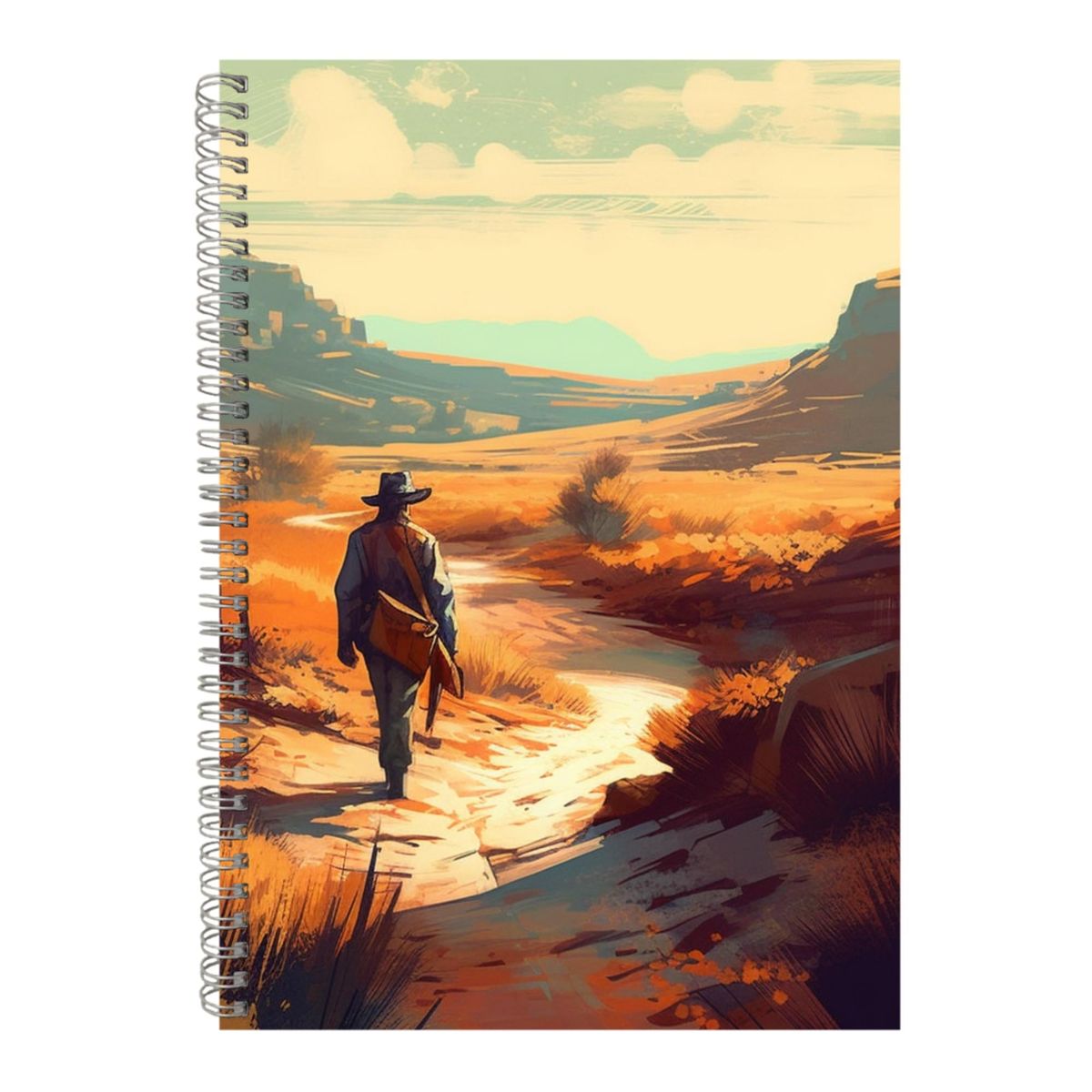 Grassland A4 Notebook Spiral Lined Wild West Graphic Notepad Cowboy ...