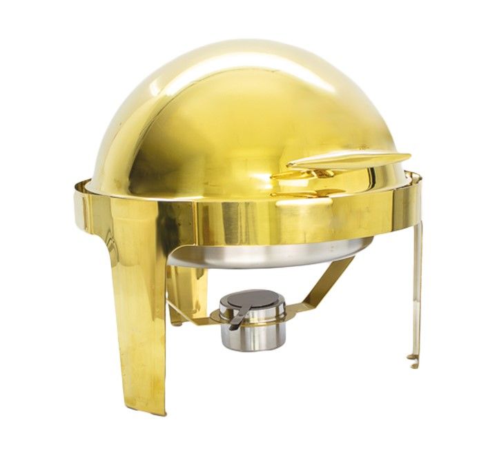 Chafing Dish 47x44cm Round Plain With Roll Top Lid Gold | Shop Today ...