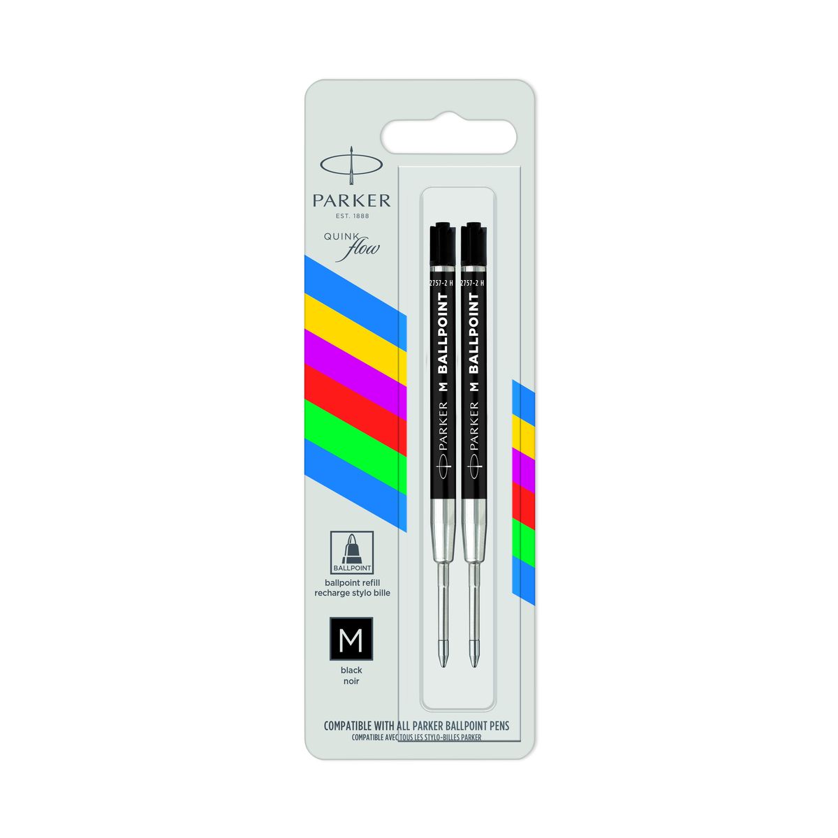 PARKER Economy Ball Pen Refill Medium Nib Blister of 2 - Black - 1mm ...
